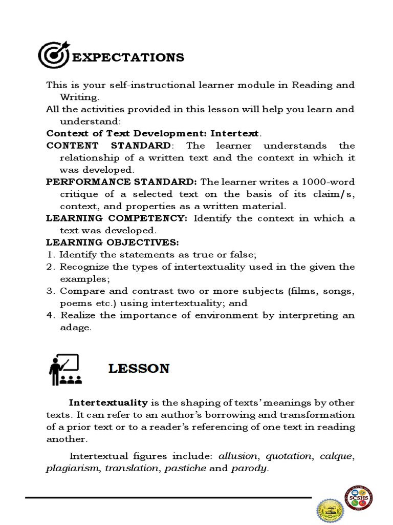 Expectations: Plagiarism, Translation, Pastiche and Parody | PDF ...