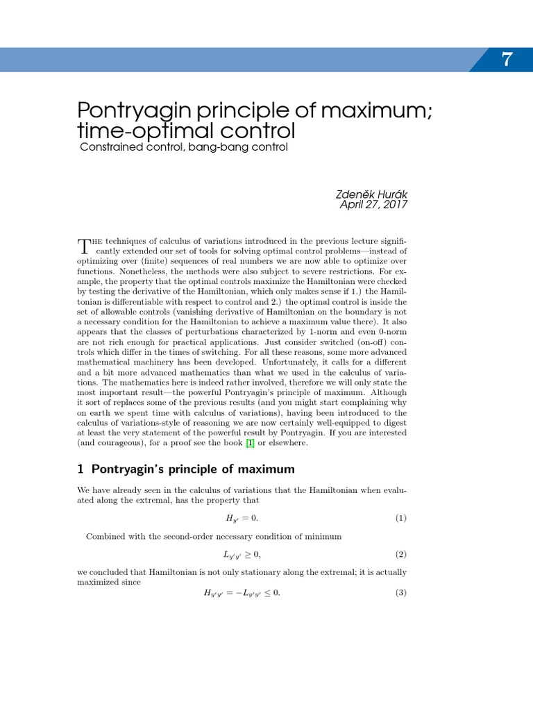 Pontryagin Principle of Maximum Time-Optimal Control: Constrained ... Pontryagin Principle of Maximum Time-Optimal Control: Constrained ...