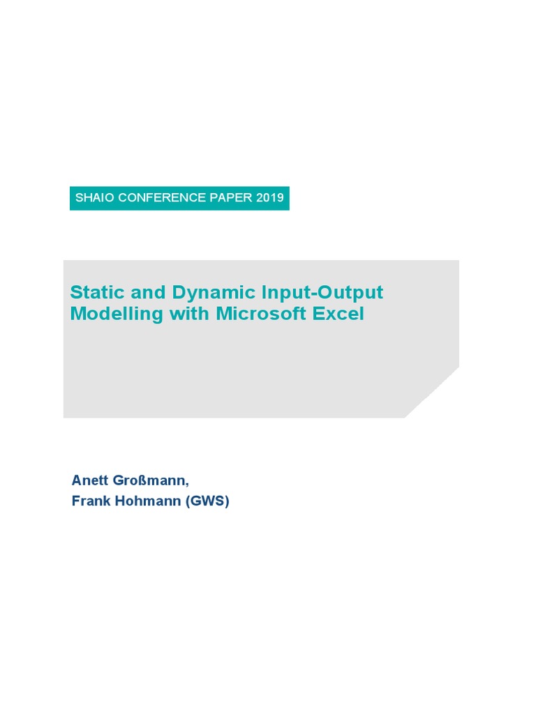 Static and Dynamic Input-Output Modelling With Microsoft Excel | PDF ...