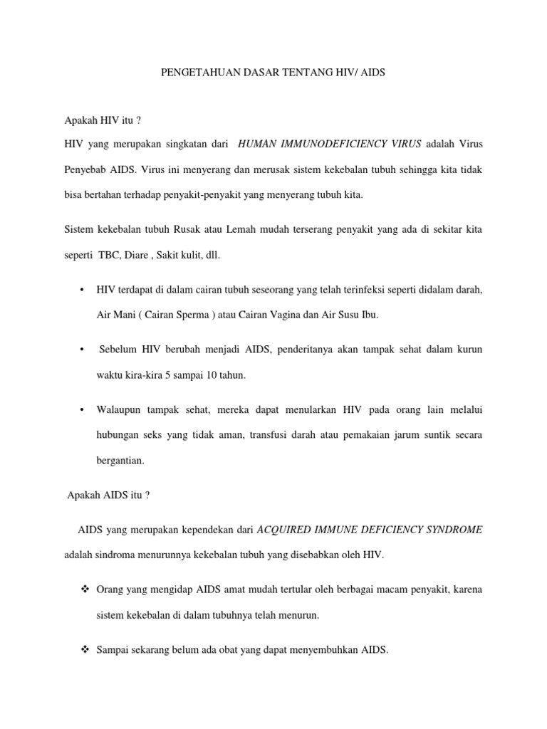 Panduan Lengkap HIV/AIDS dan Pencegahannya | PDF