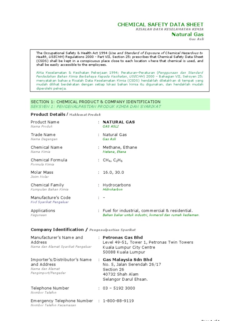 Chemical Safety Data Sheet | PDF