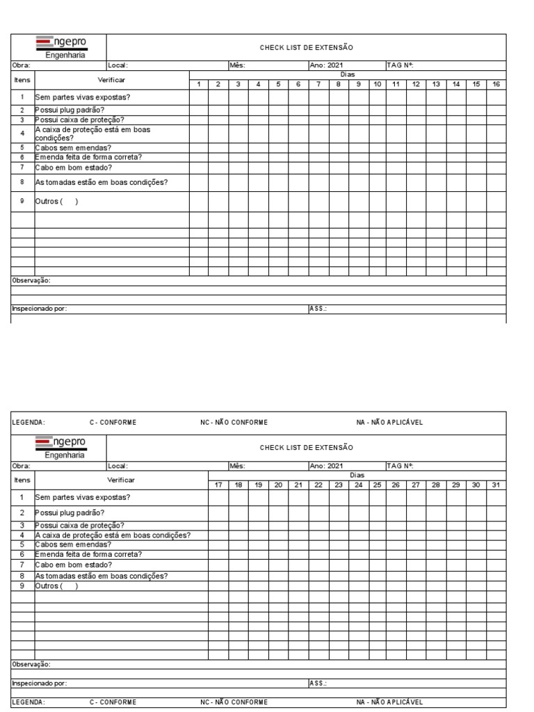 Check List de Extensão | PDF
