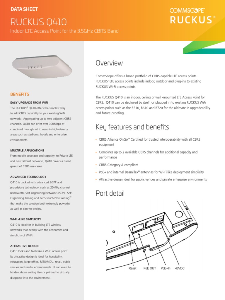 Ruckus q410 Data Sheet | PDF | Wi Fi | Wireless Access Point