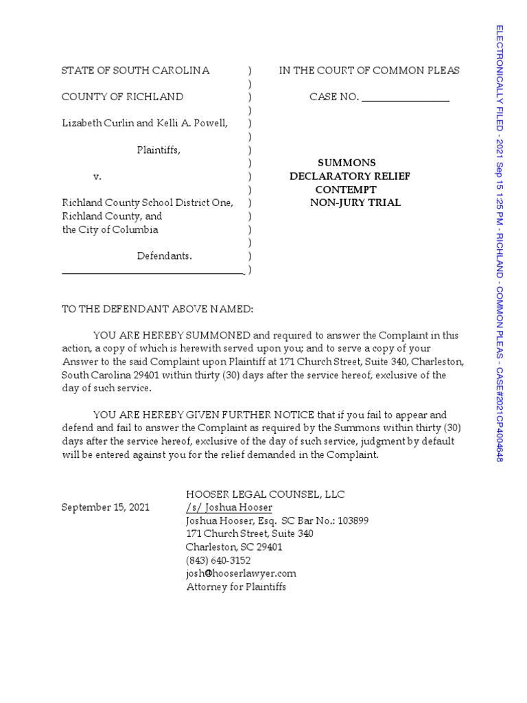 Lawsuit R1 Columbia | PDF | Complaint | Lawsuit