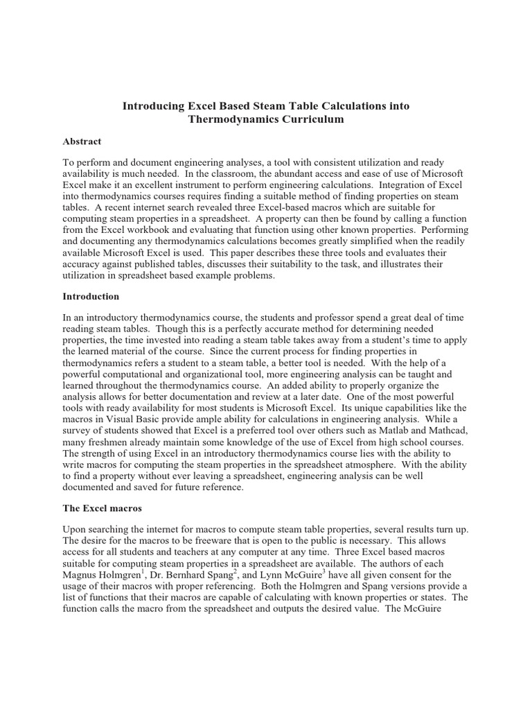 Excel Based Steam Formulas | PDF | Microsoft Excel | Enthalpy