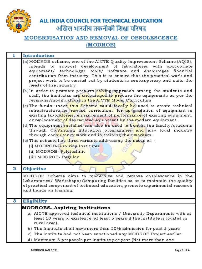 AICTE MODROB Scheme Guidelines | PDF | Vocational Education | Laboratories
