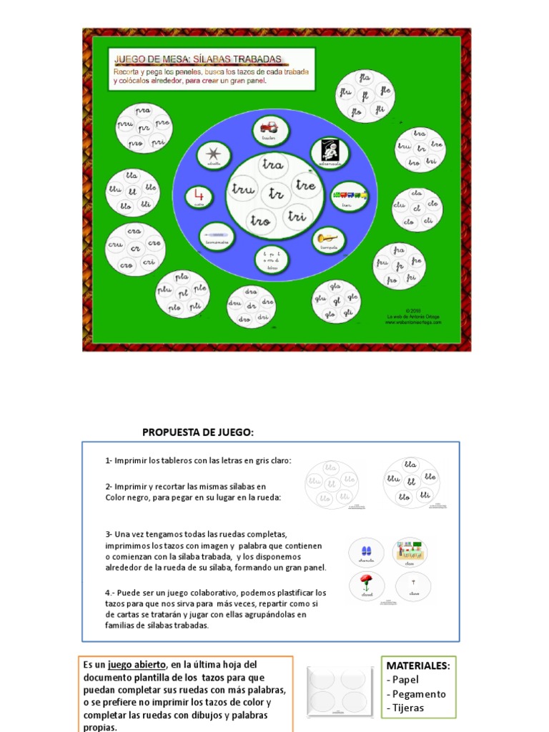 Juego de Sílabas Trabadas | PDF