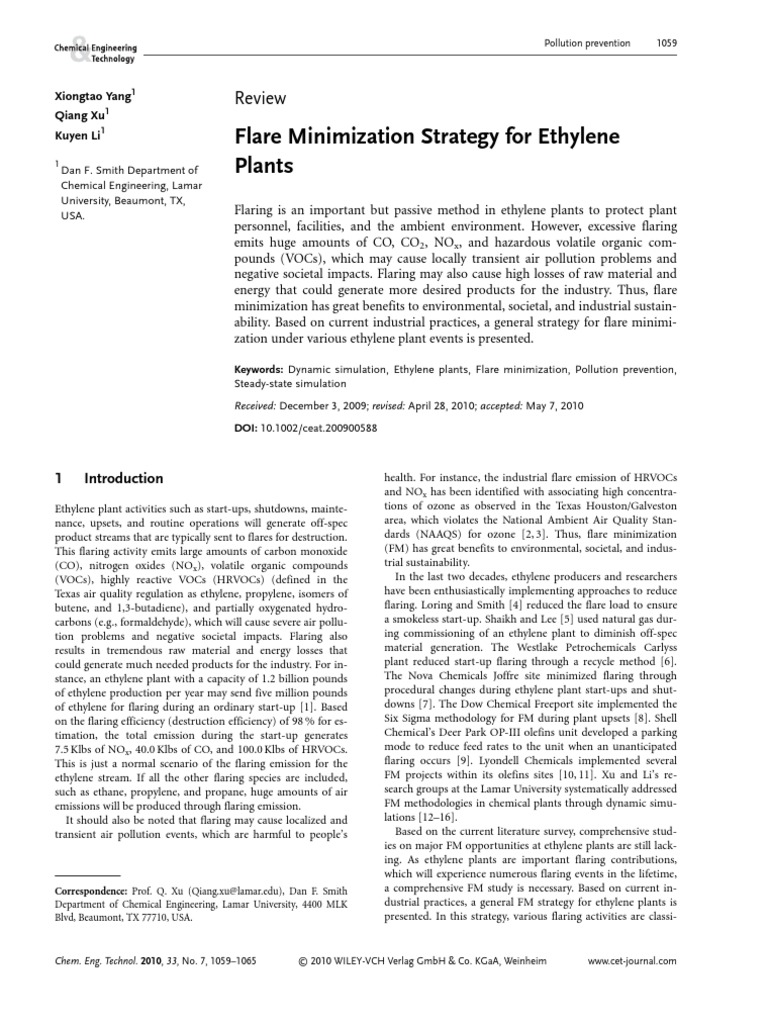 Flare Minimization Strategy For Ethylene Plants | PDF | Cracking ...