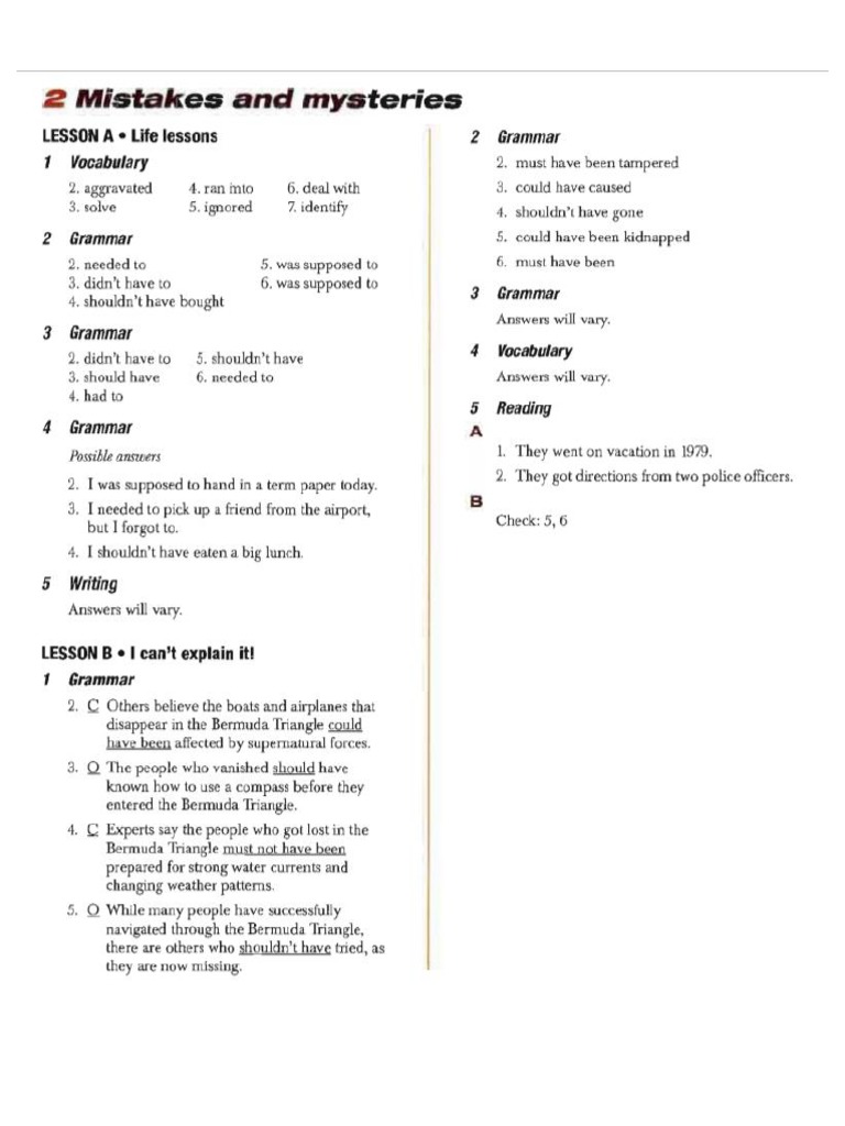 Answer Key - Unit 2 - WORKBOOK | PDF