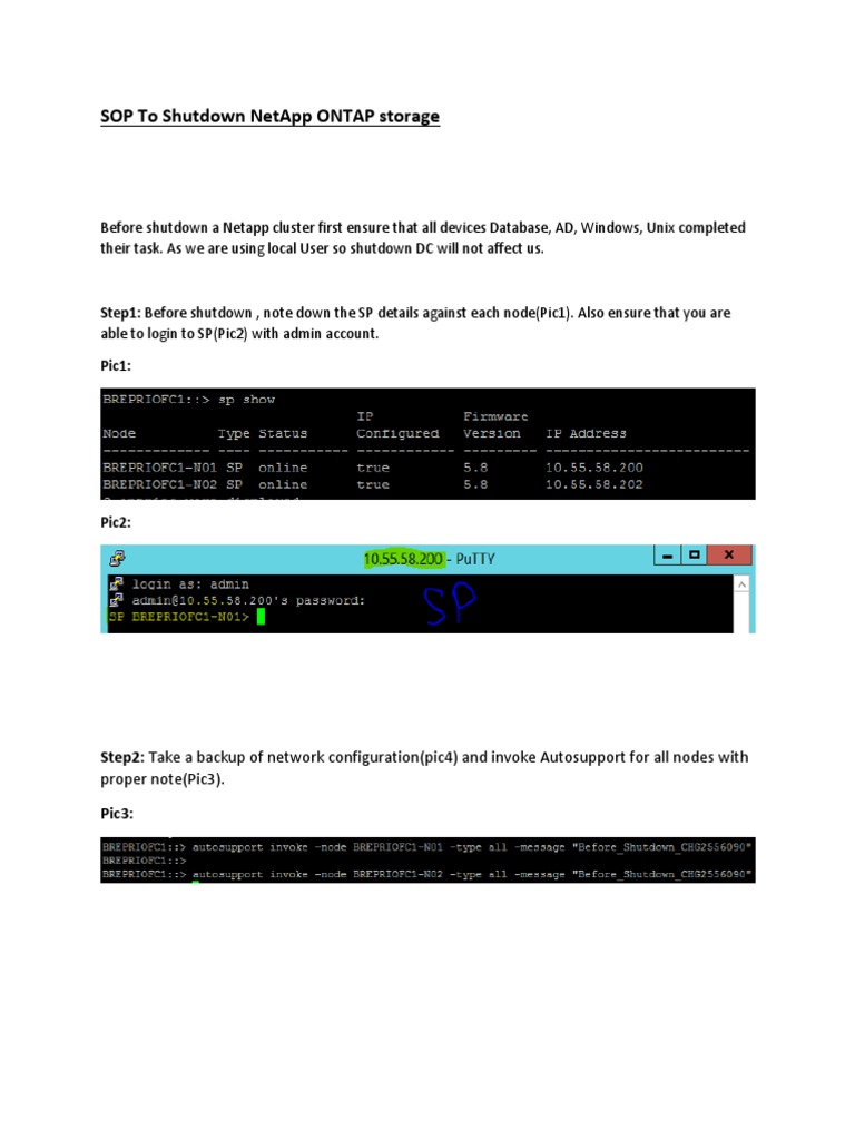 SOP NetApp CDOT Shutdown | PDF