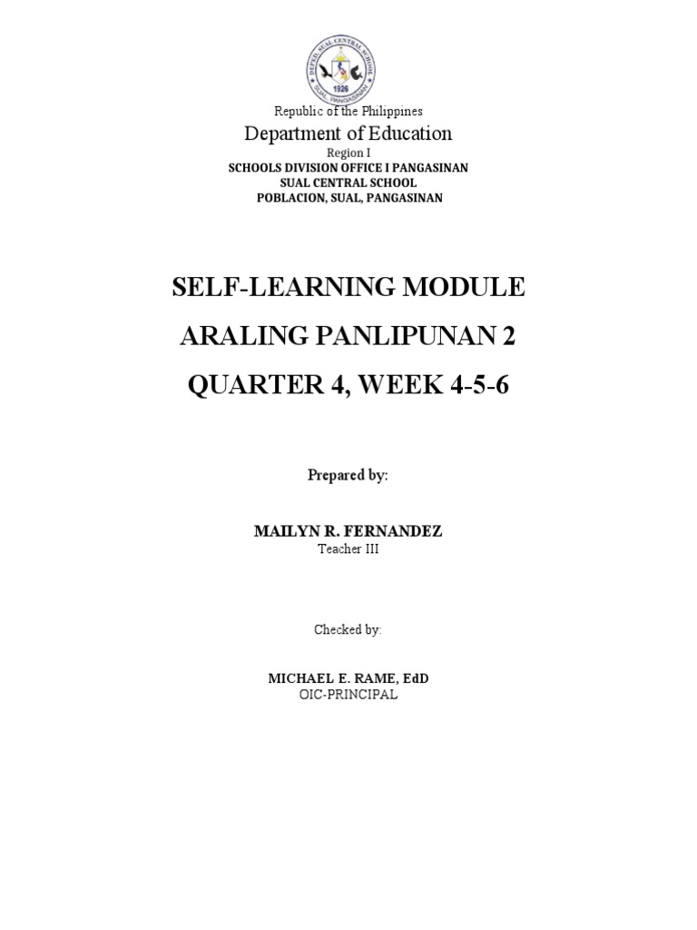 Self-Learning Module Araling Panlipunan 2 QUARTER 4, WEEK 4-5-6 | PDF