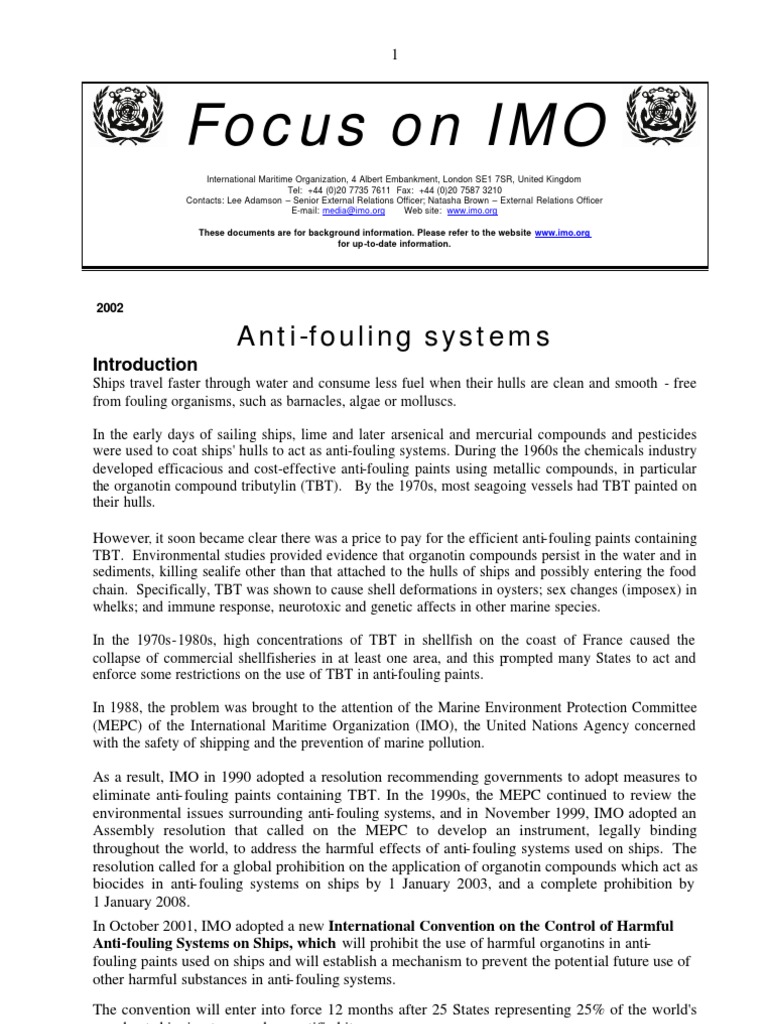 TBT Information | PDF | Greenhouse Gas | Ships