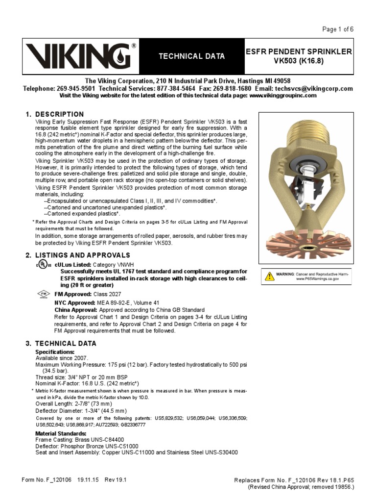 SPK 503 Viking | PDF | Fire Sprinkler System | Building Engineering