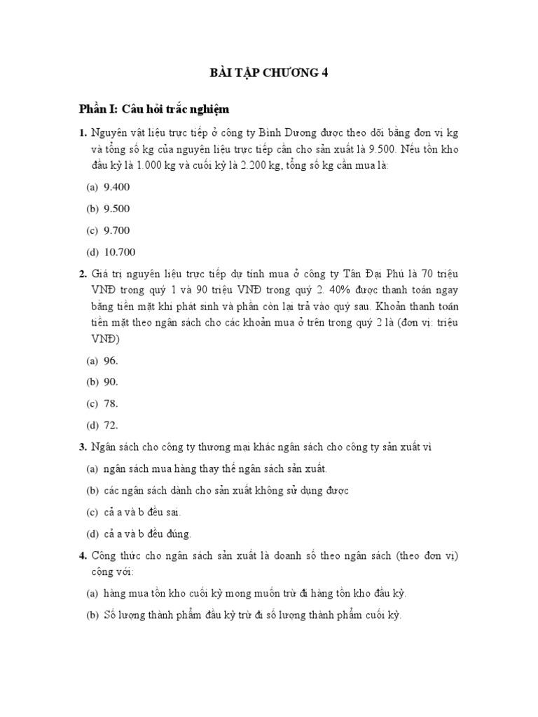 Bai Tap Chuong 4 Du Toan 1 | PDF