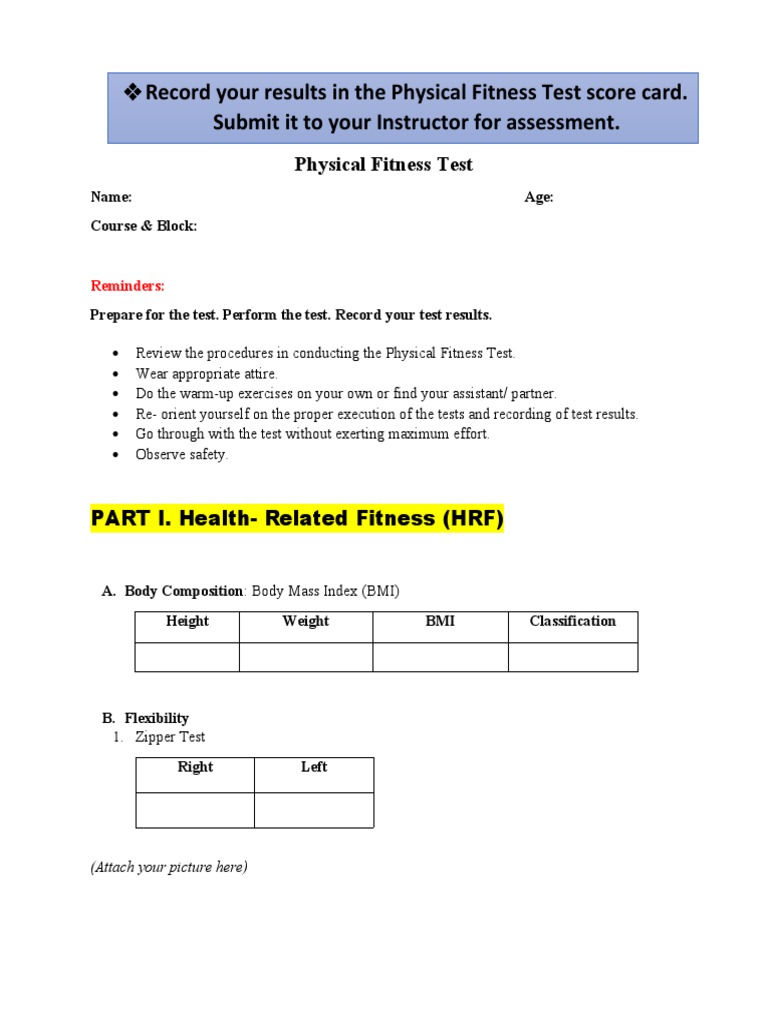 Physical Fitness Test Overview | PDF | Physical Fitness | Body Mass Index