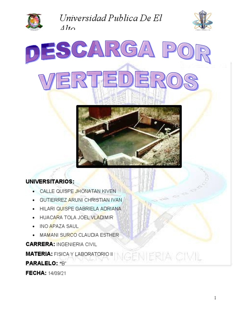 Descarga Por Vertederos | PDF | Medición | Ecuaciones