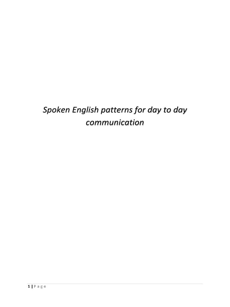 Spoken English Patterns | PDF