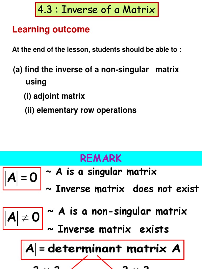 4.3 (A) - Inverse Matrices | PDF | Matrix (Mathematics) | Determinant