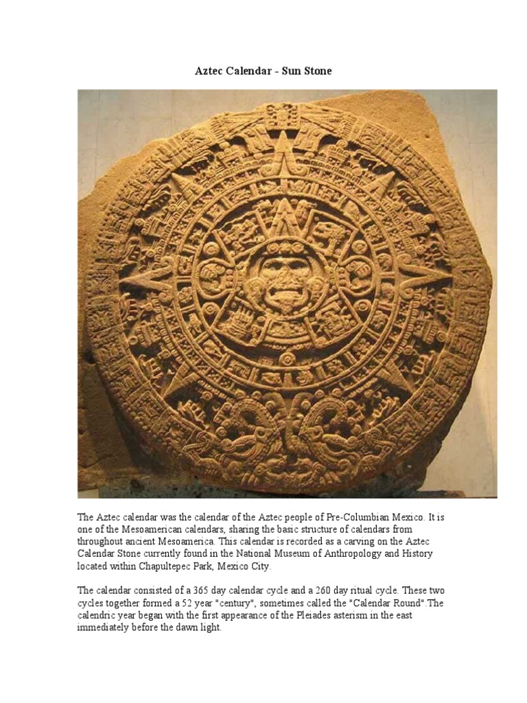 Aztec Calendar - Sun Stone | PDF | Mesoamerica | Maya Civilization