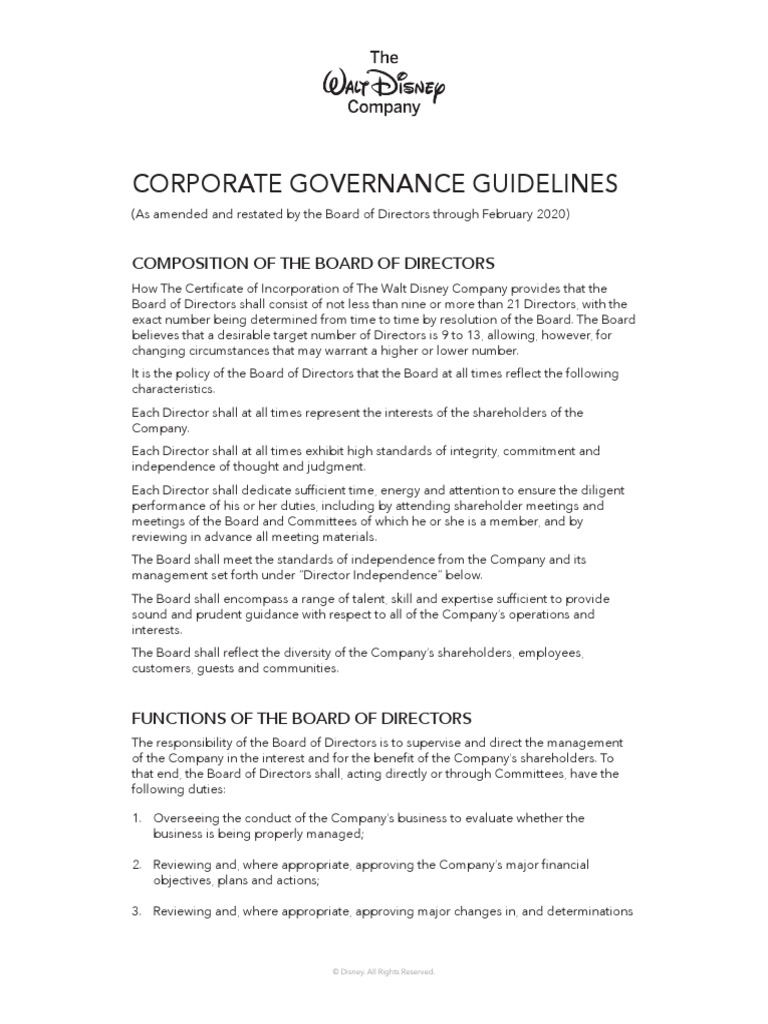 Corporate Governance Guidelines 2020 | PDF | Board Of Directors | Committee