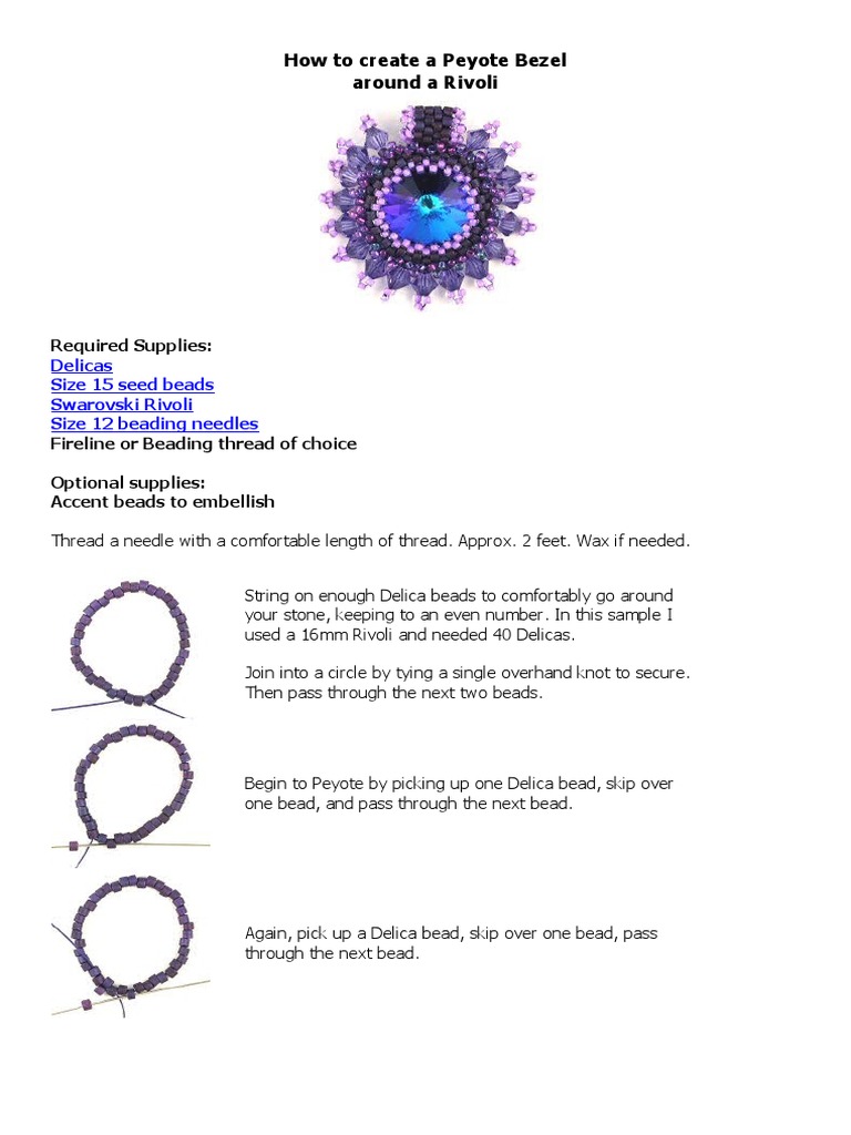 How To Create A Peyote Bezel | PDF | Beadwork | Jewellery