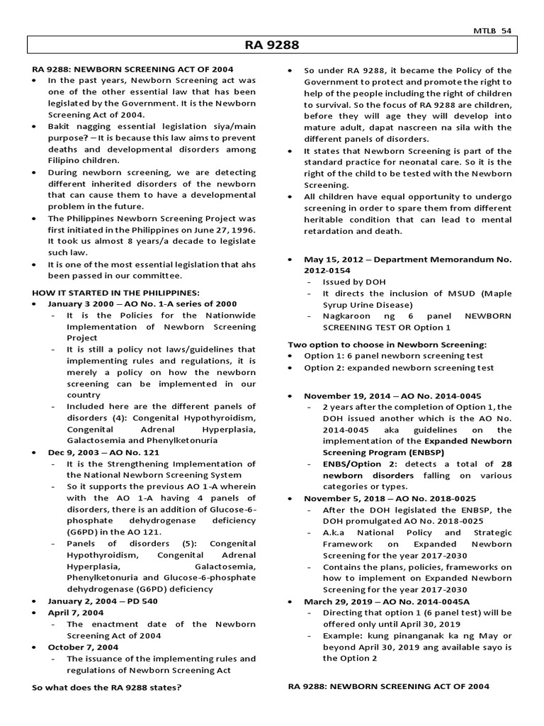 Ra 9288 (NBS) | PDF | Medical Specialties | Diseases And Disorders