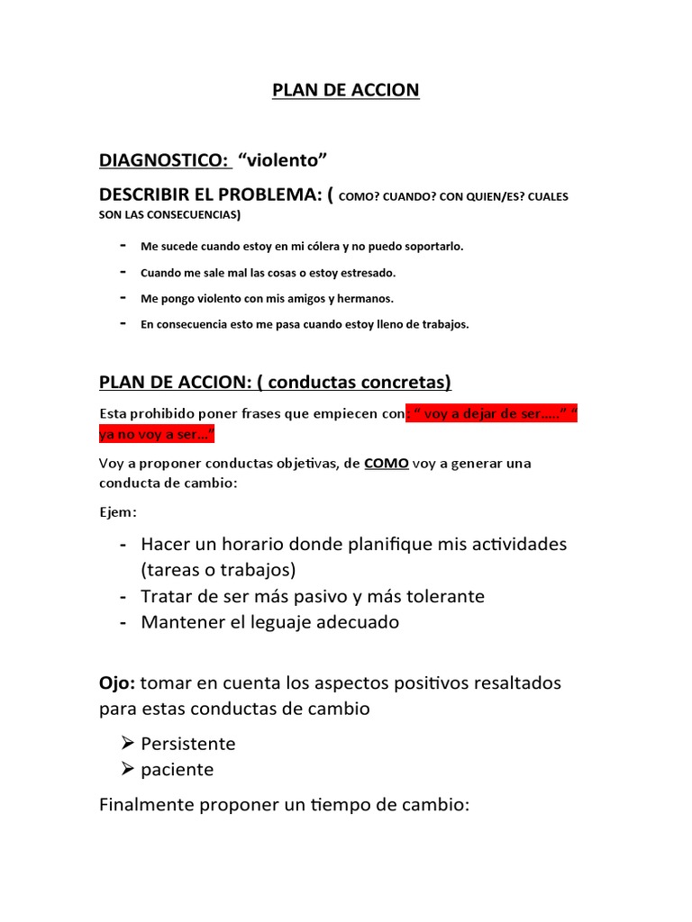 PLAN DE ACCION Ejemplo L | PDF