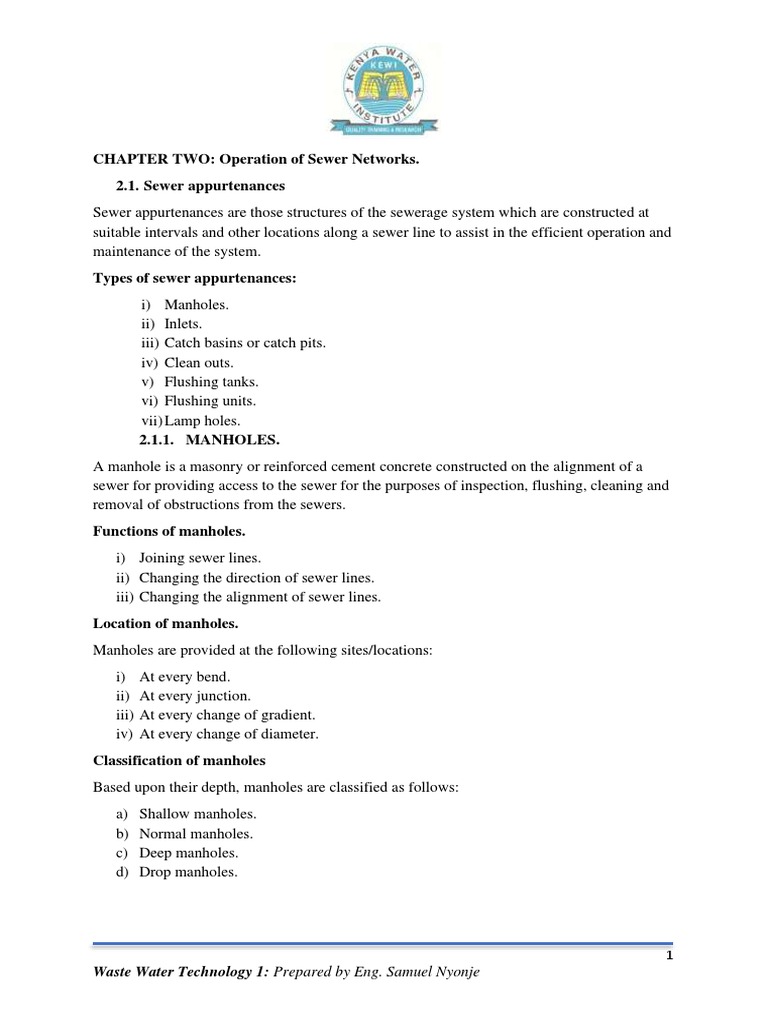 Sewer Network Operations Guide | PDF | Sanitary Sewer | Pipe (Fluid ...