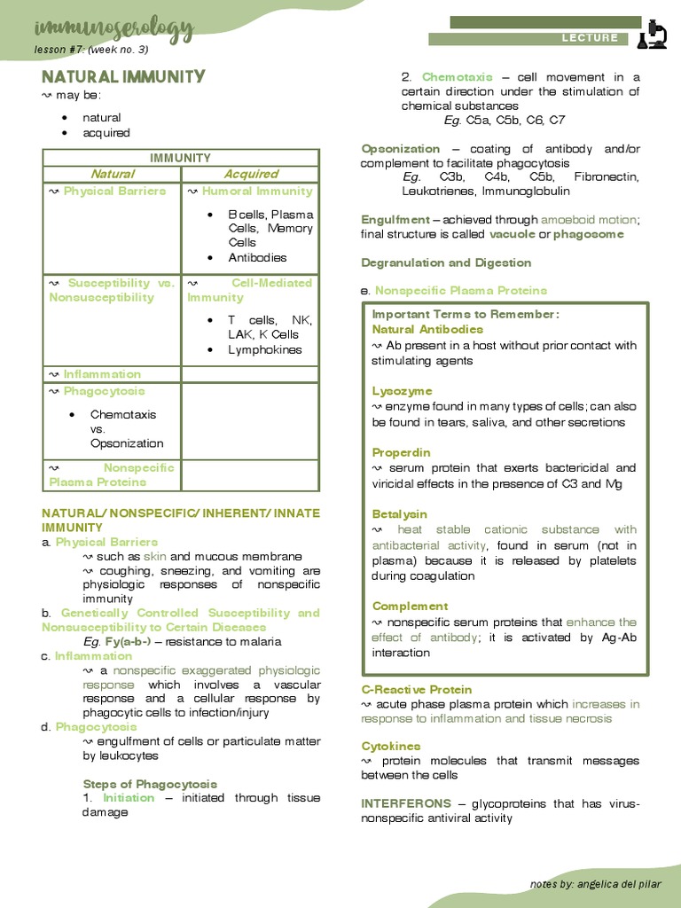 Lecture - Week 3 (Natural Immunity & Complement System) | PDF | Complement System | Immune System
