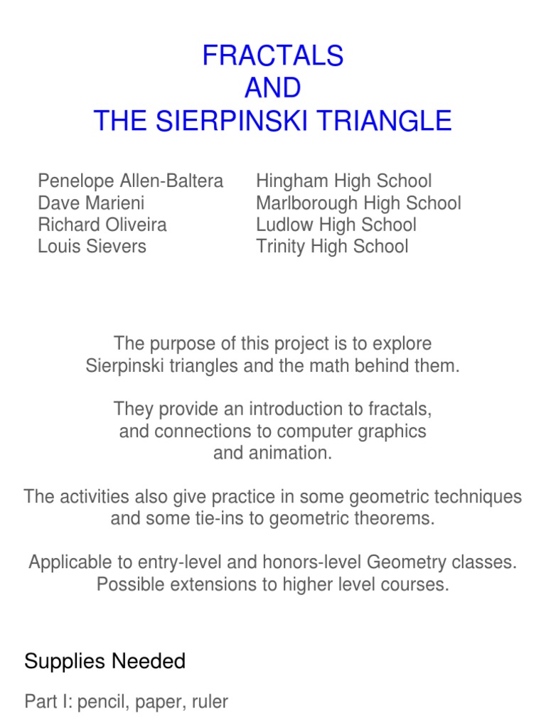 MIST Project - Fractals + Sierpinski 2018 | PDF | Triangle | Fractal