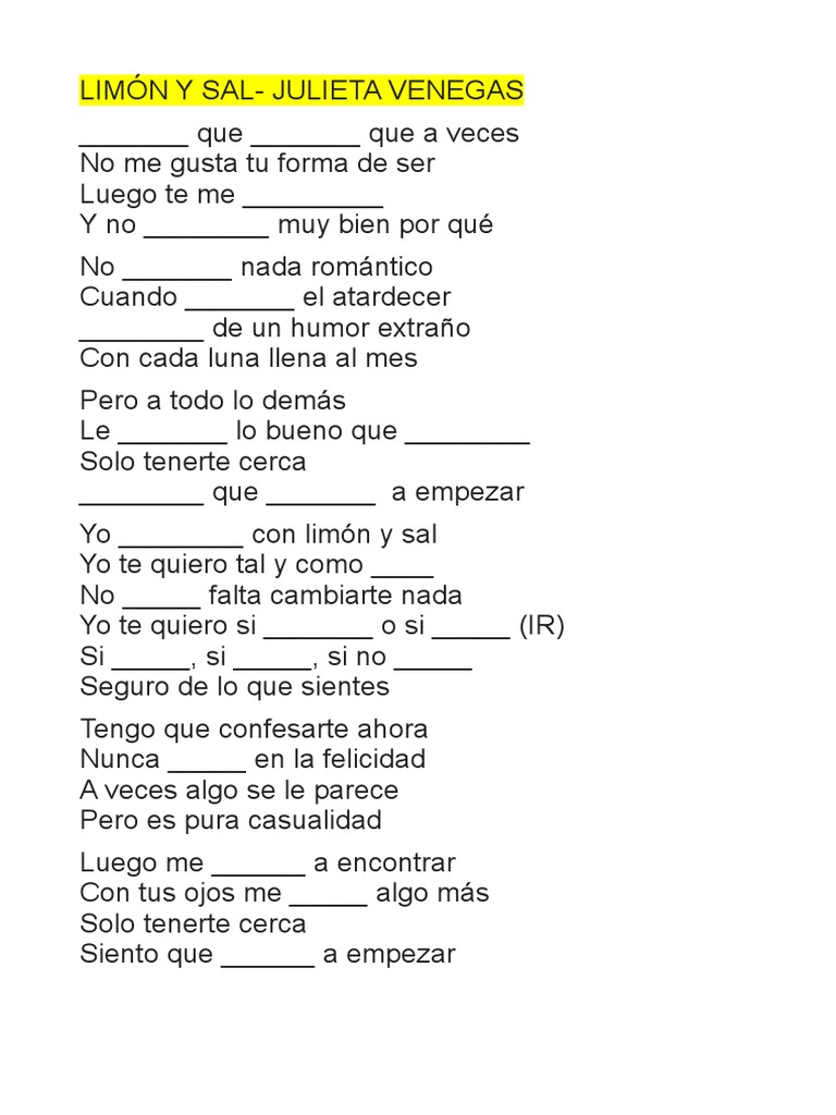 Canción Limón y Sal - Julieta Venegas | PDF