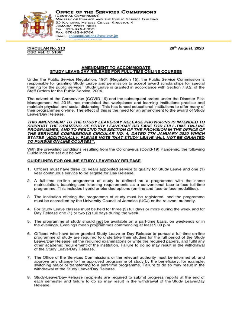 Guidelines For Study Leave | PDF