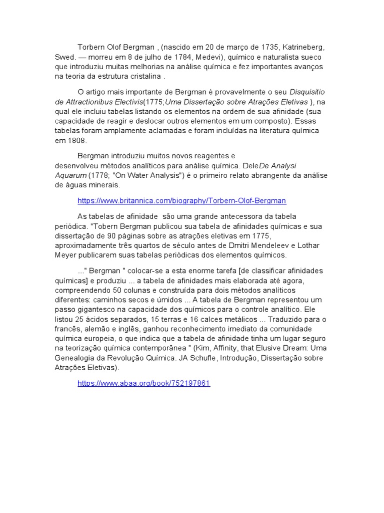 Torbern Olof Bergman: químico e naturalista sueco pioneiro nas tabelas ...