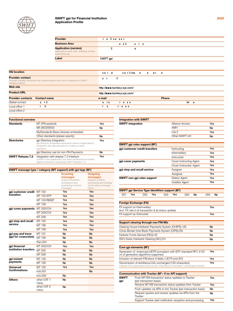SWIFT Gpi For Financial Institution Application Profile: Incoming ...