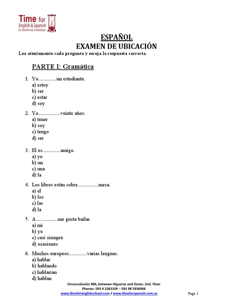 Spanish Test | PDF | Arado