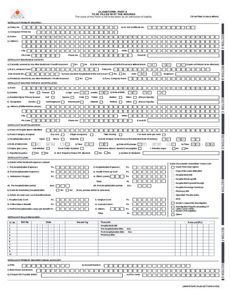 IRDA Claim Form | PDF | Hospital | Insurance