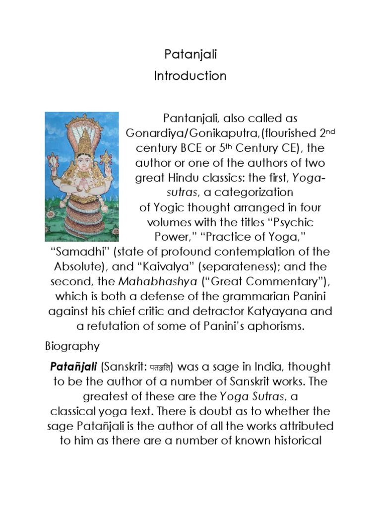 History of Pantajali | PDF | Patanjali | Yoga