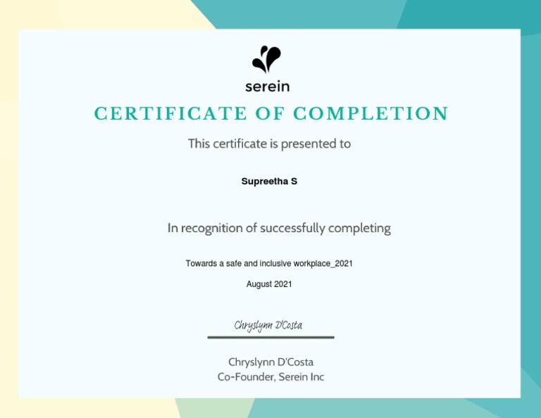 Towards A Safe and Inclusive Workplace 2021 All Companies New Serein ...