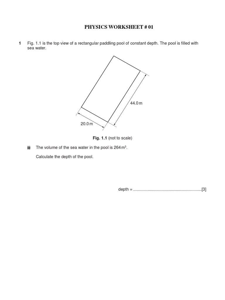 Phy Worksheet IG 3 Phase 1 | PDF | Pressure | Water