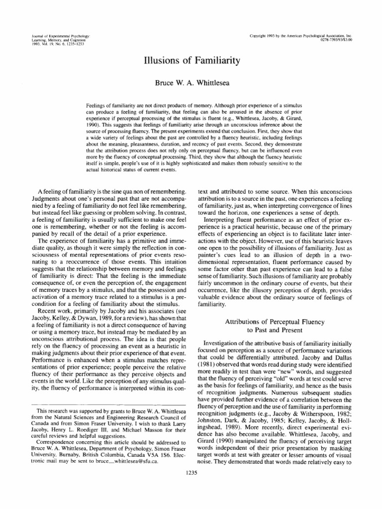 12.illusions of Familiarity | PDF | Perception | Priming (Psychology)
