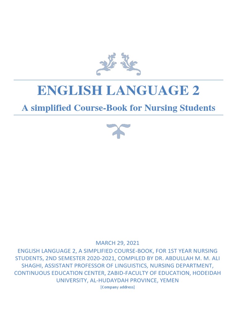 A Simplified Coursebook of English Language 2 by DR Shaghi For Nursing ...