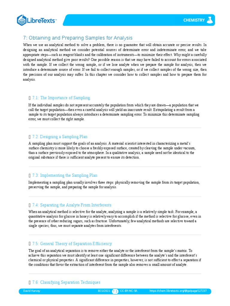 7: Obtaining and Preparing Samples For Analysis: 7.1: The Importance of ...