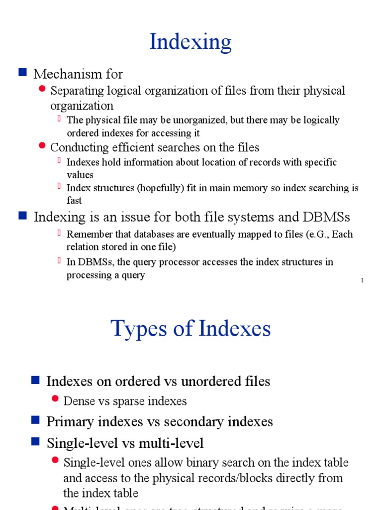 Indexing Mechanism For Pdf Database Index Computer Data