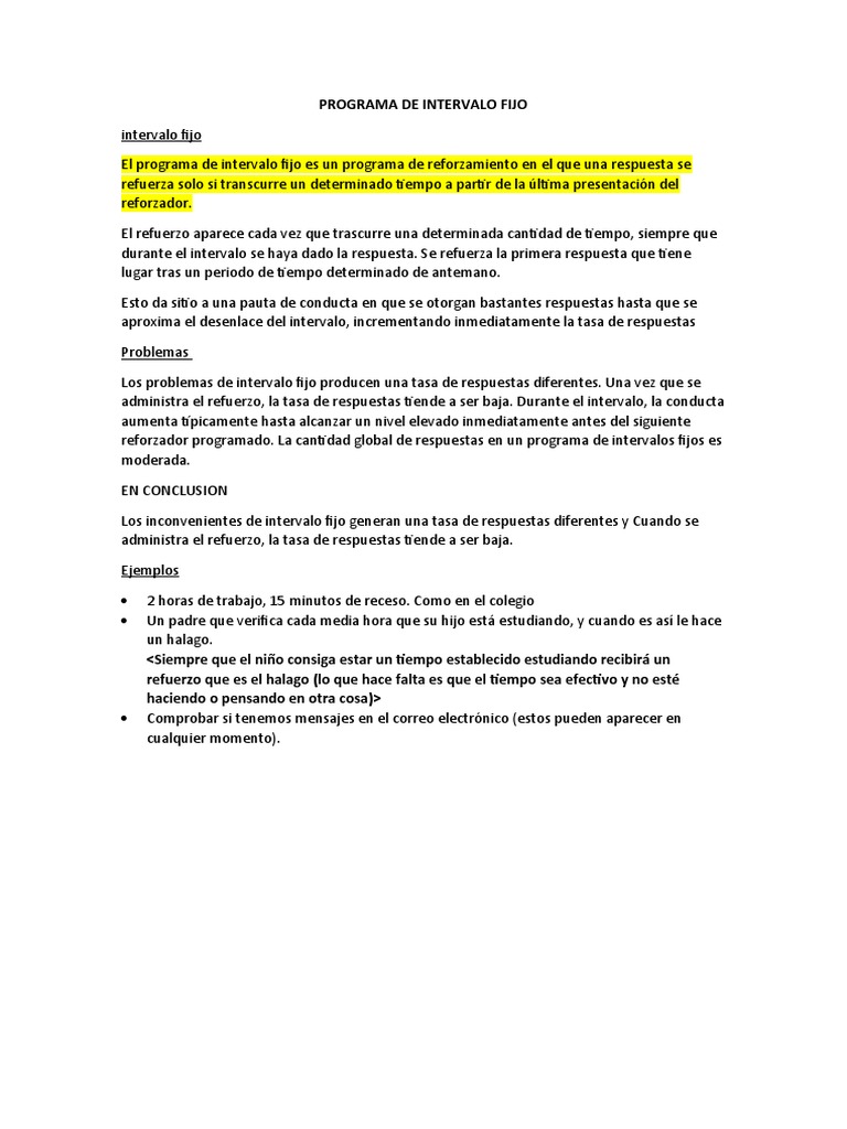Programa de Intervalo Fijo | PDF | Relaciones personales, crianza y ...