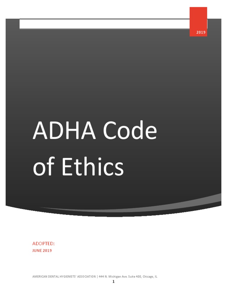 Adha Code of Ethics | PDF | Dental Hygienist | Dentistry
