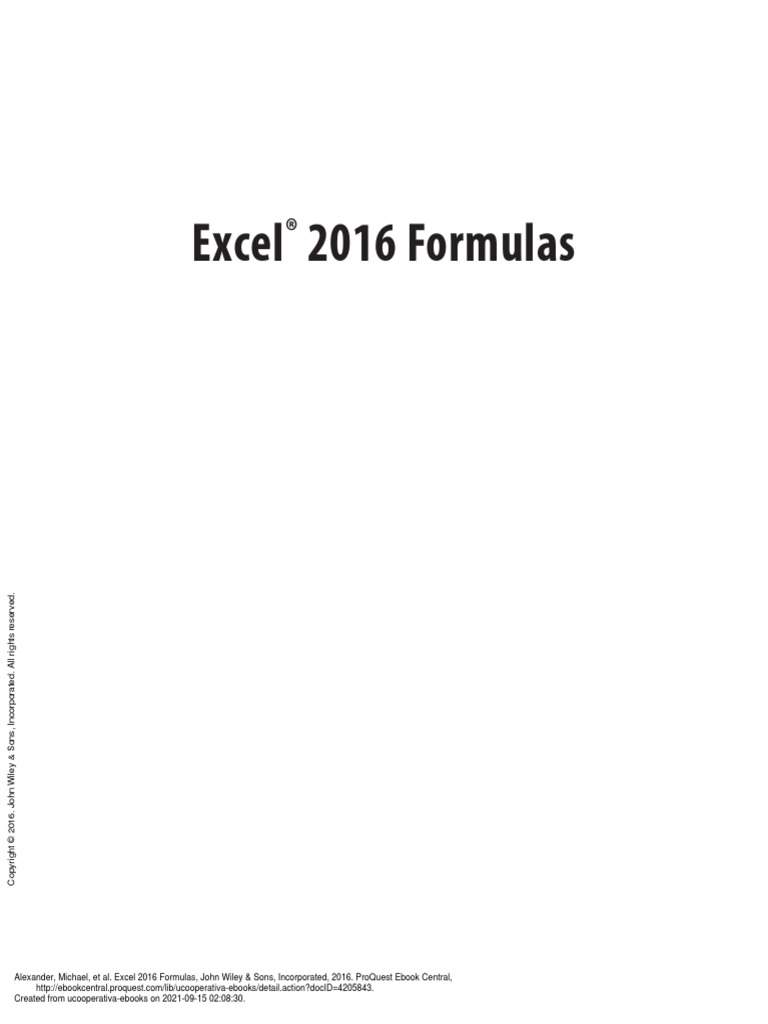 Excel 2016 Formulas - (Excel® 2016 Formulas) | PDF | Publishing | Books Excel 2016 Formulas - (Excel® 2016 Formulas) | PDF | Publishing | Books