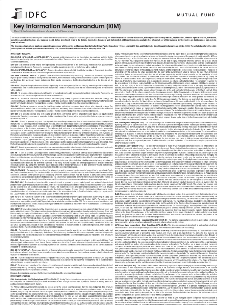 IDFC Mutual Fund Common Application Form | PDF | Investing | Futures ...