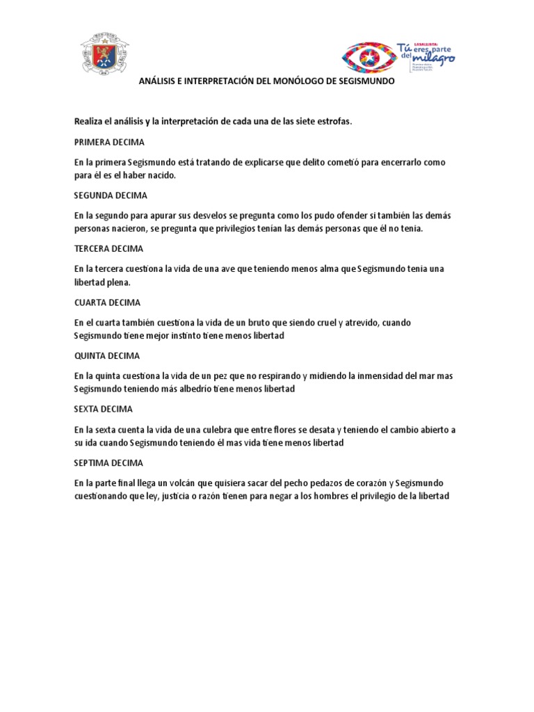 Análisis del Monólogo de Segismundo | PDF