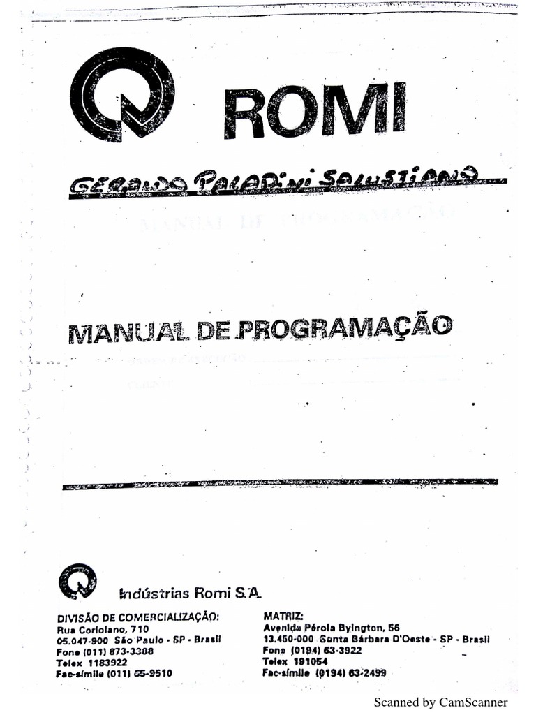 Manual de Programação CNC ROMI - Pirata | PDF | Mobile Software | I Phone