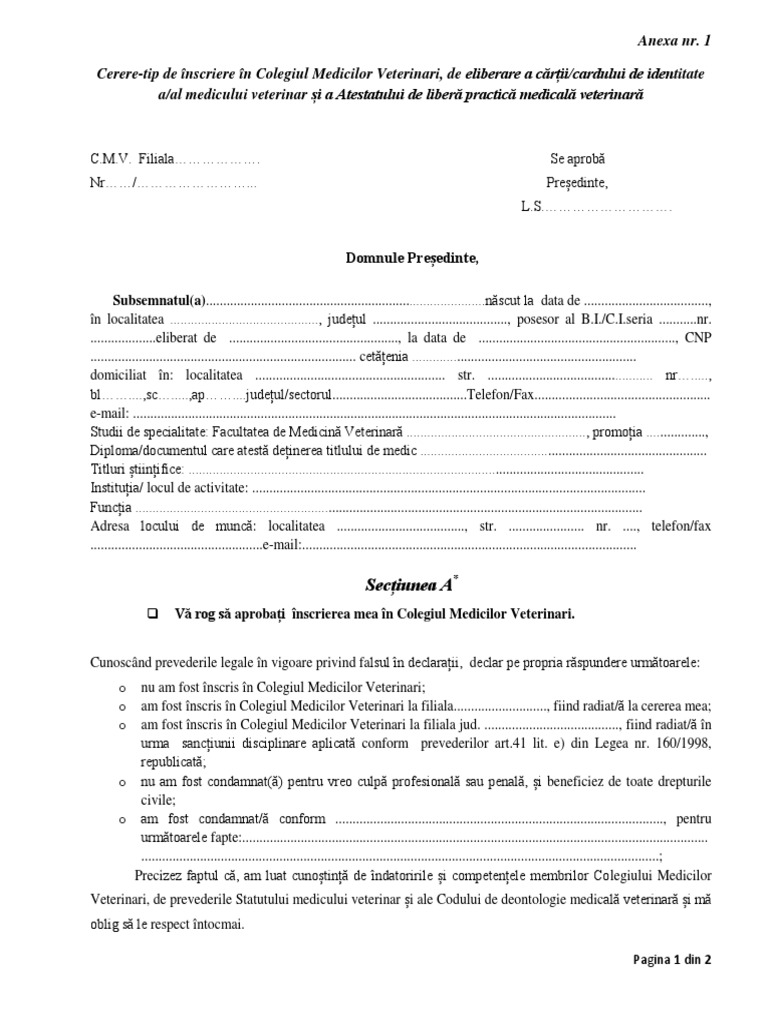 Cerere Eliberare Carte Identitate Atestat | PDF